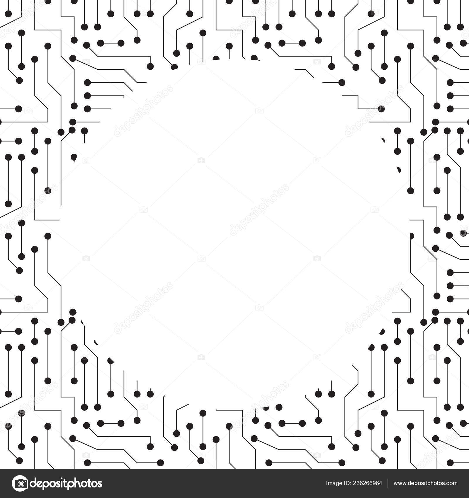 Circuit Board Black And White Pattern