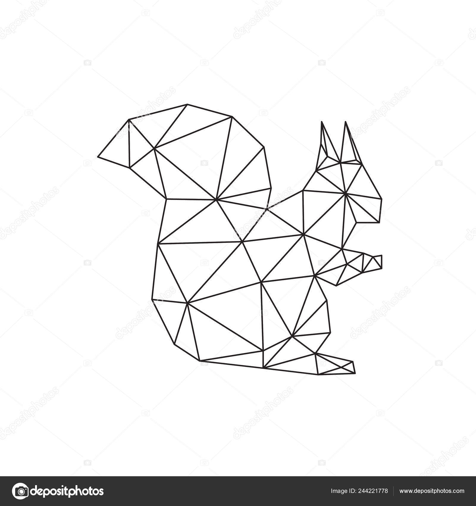 ANIMAL LOW POLY LOGO ICON SYMBOL TRIANGLE GEOMETRIC SQUIRREL POLYGON ...