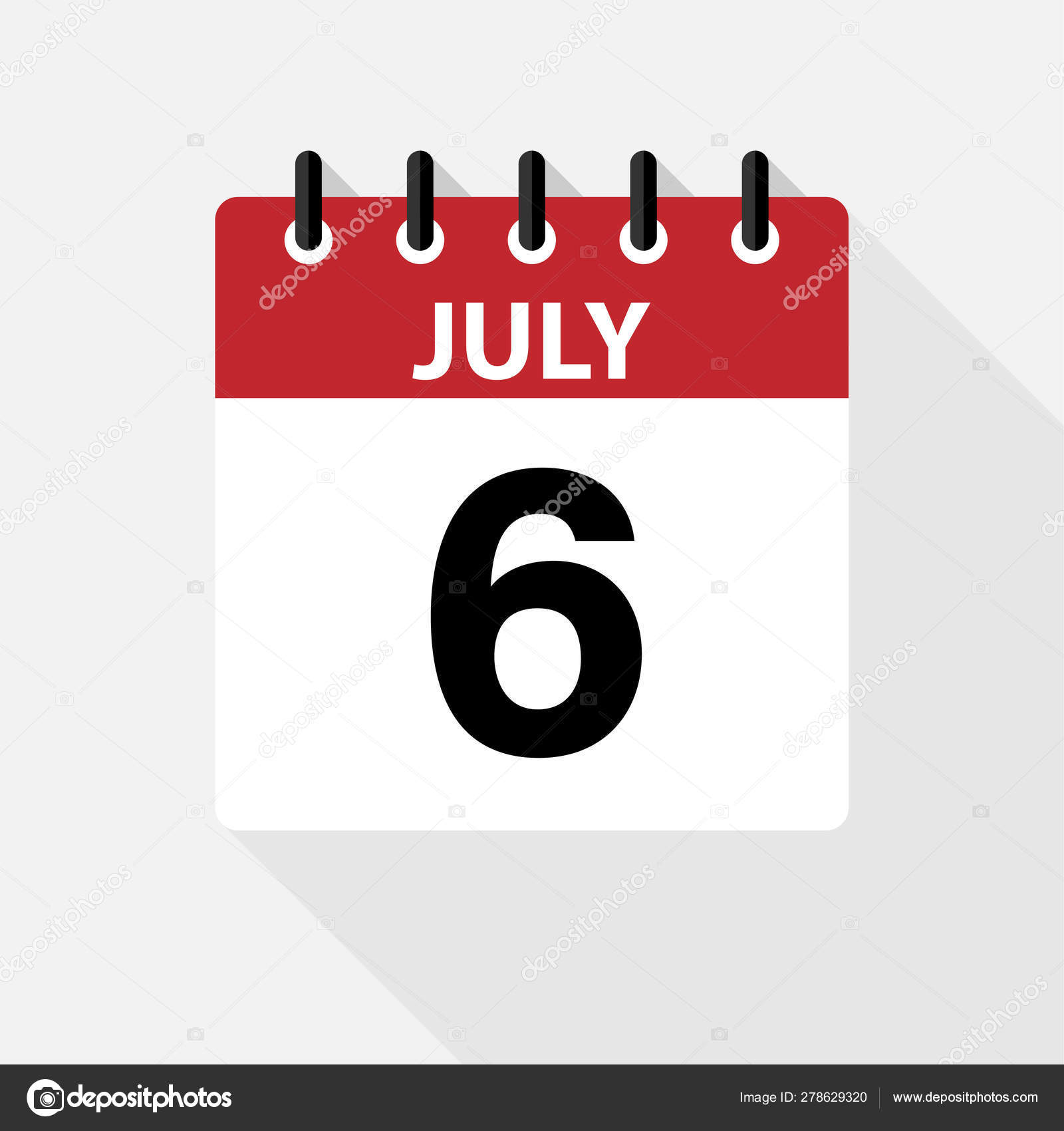 July Vector flat daily calendar icon. Date and time, day, month ...