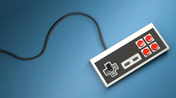 Retro Computer Gaming Controller Joystick Monochrome Blue Background ...