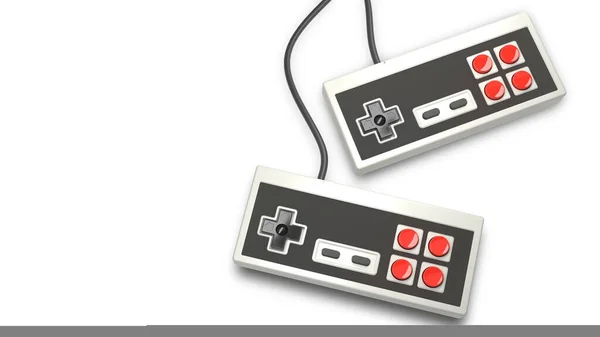 Retro Computer Gaming Controller Joystick Red Black Buttons White ...