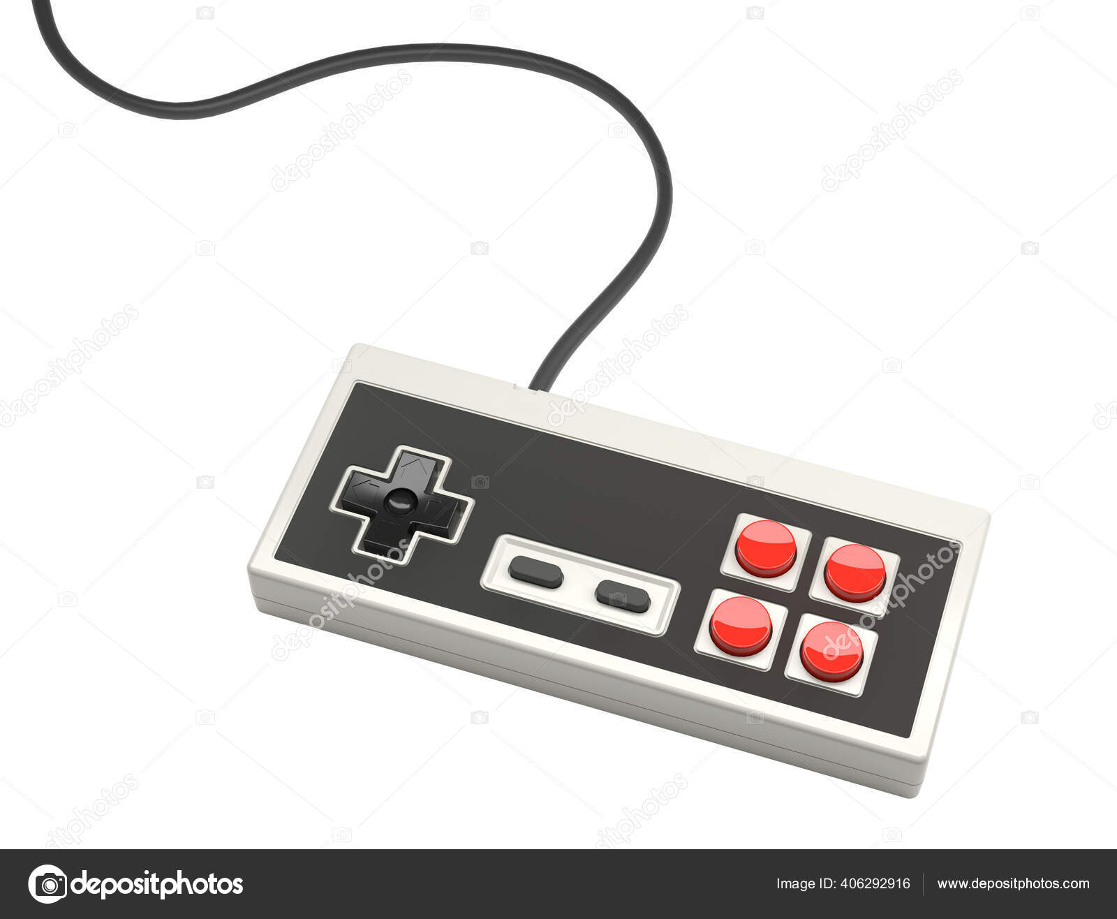 Retro Computer Gaming Controller Joystick Red Black Buttons White ...