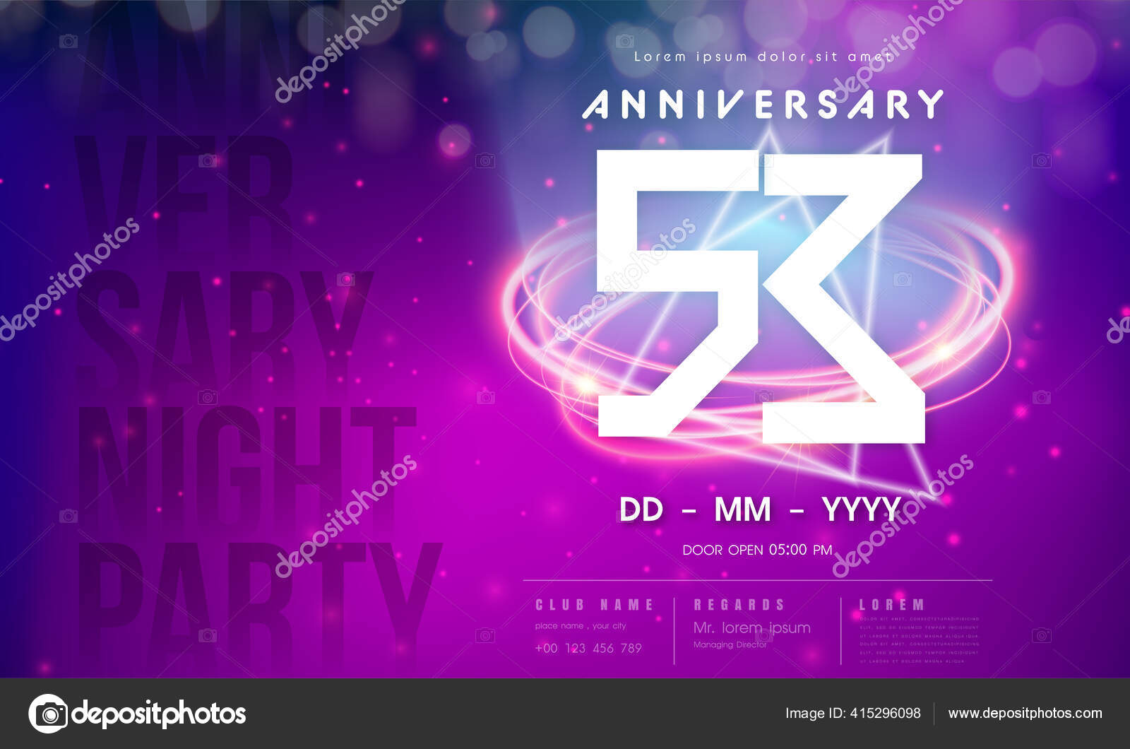 Years Anniversary Logo Template Purple Abstract Futuristic Space ...