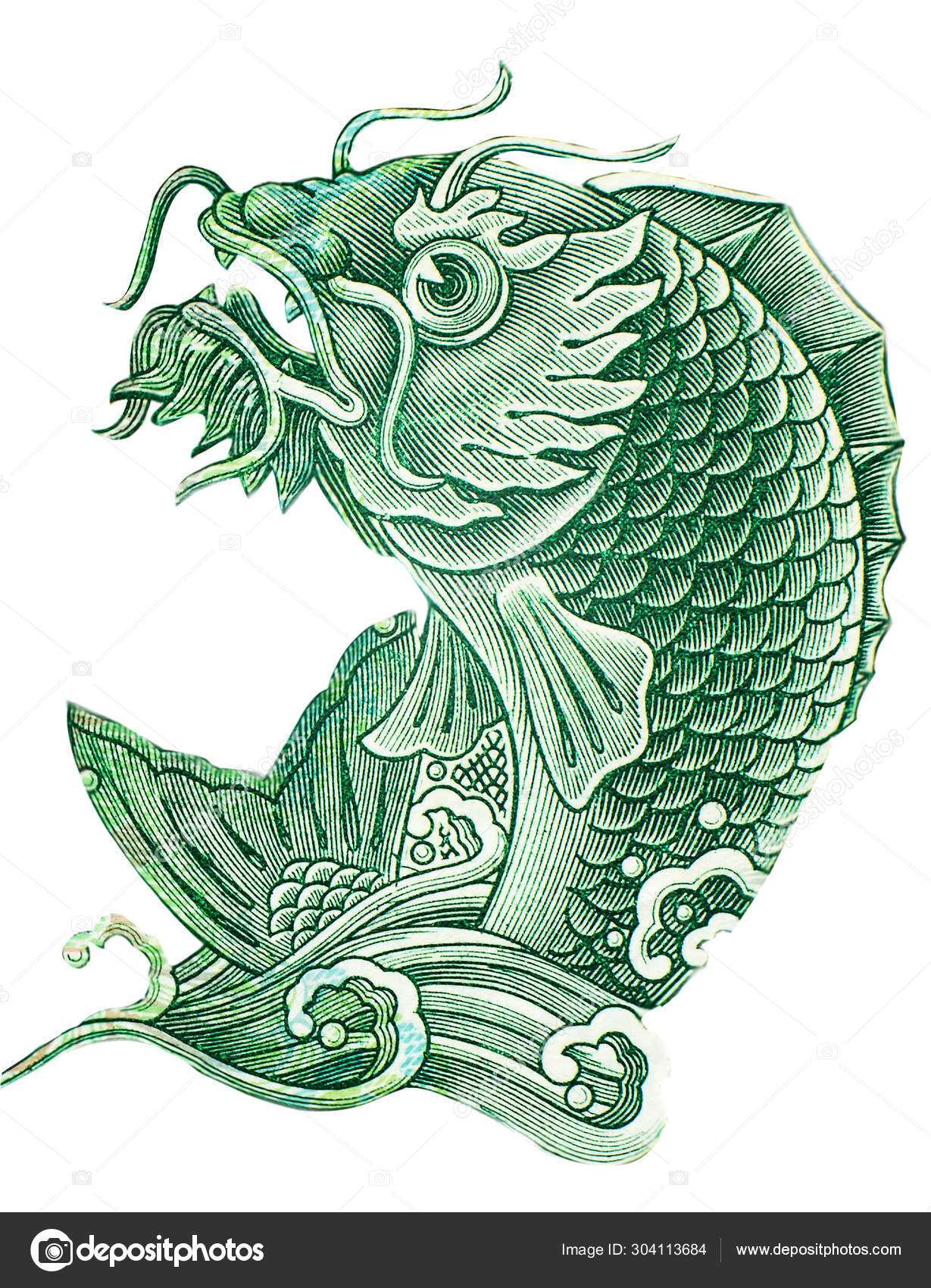 Mythical Fish Isolated White Background Fragment Old Ten Hong Kong ⬇ ...