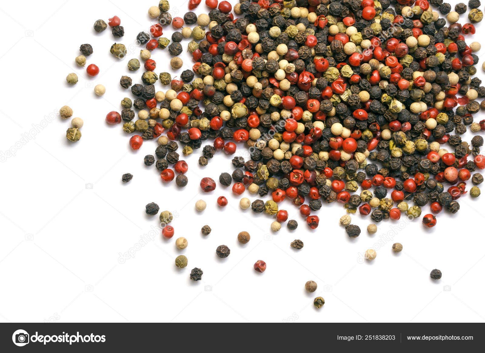 Black Red White Pepper Grains Isolated White Spice Food — Stock Photo ...