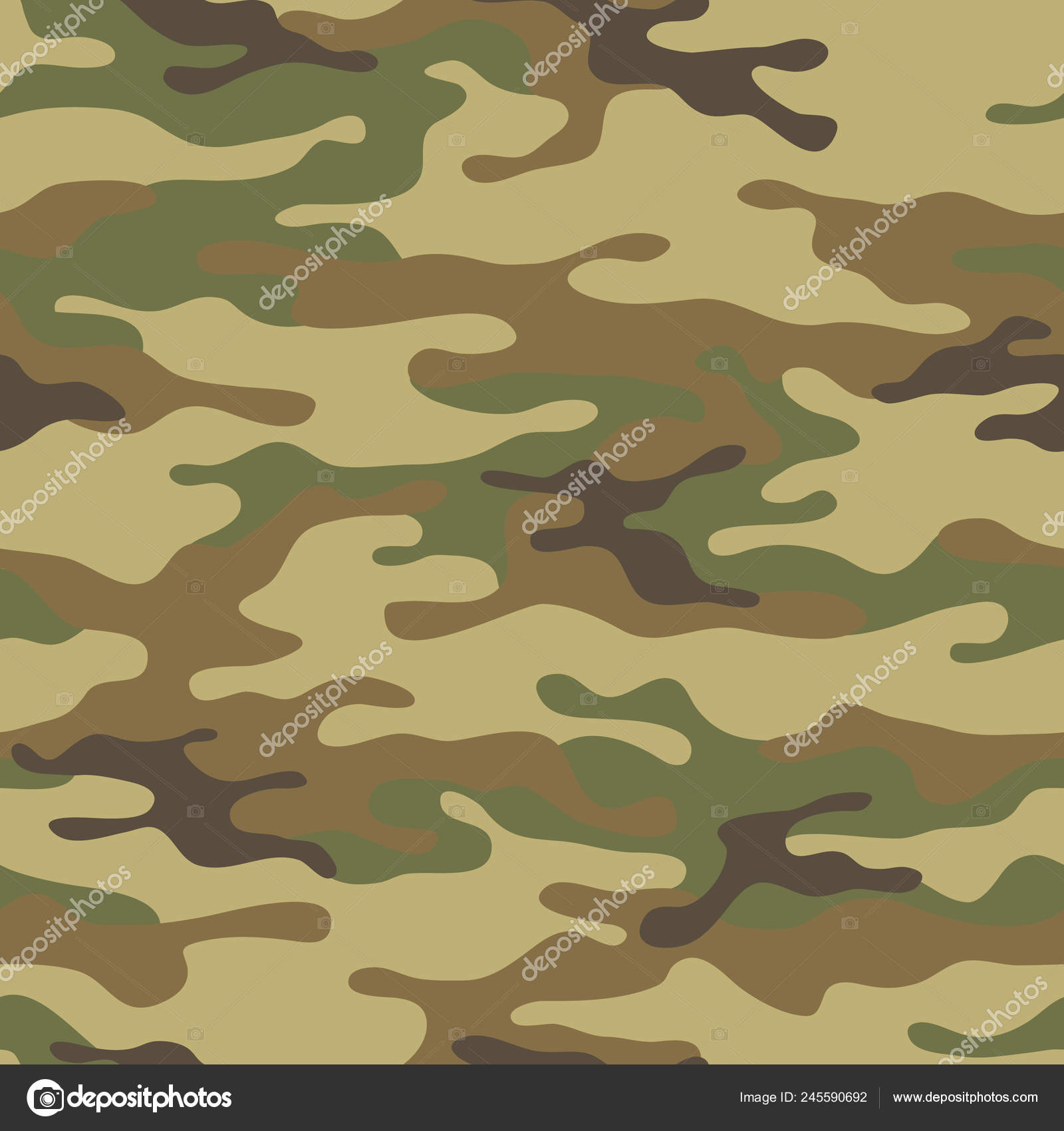 Seamless Camouflage Pattern Khaki Texture Vector Illustration Camo ...