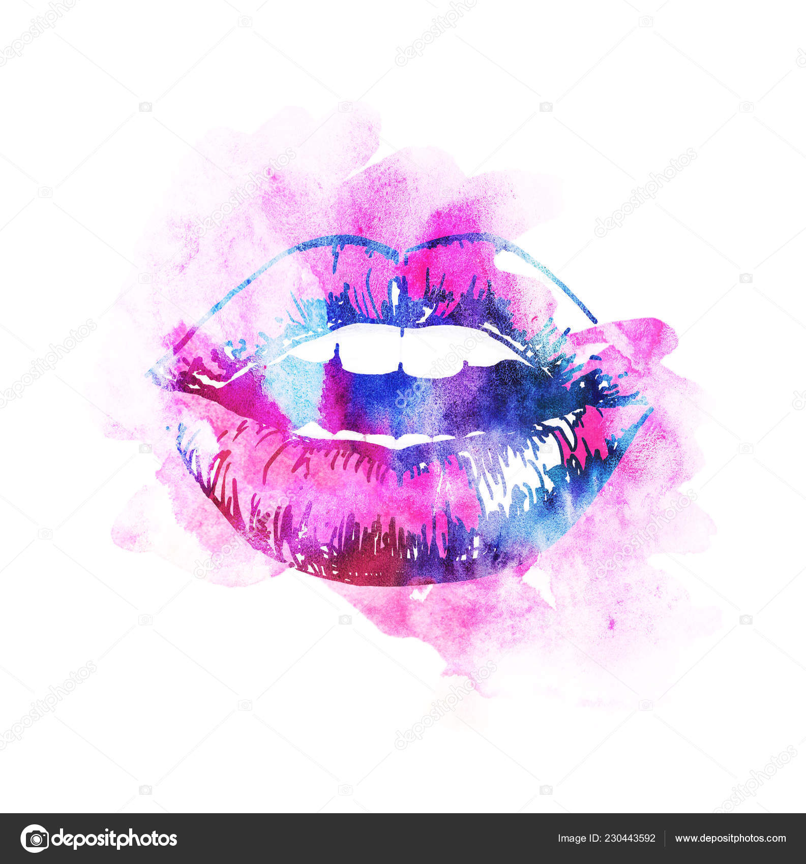 Women's lips. Hand painted fashion illustration. Graphic lips Stock ...