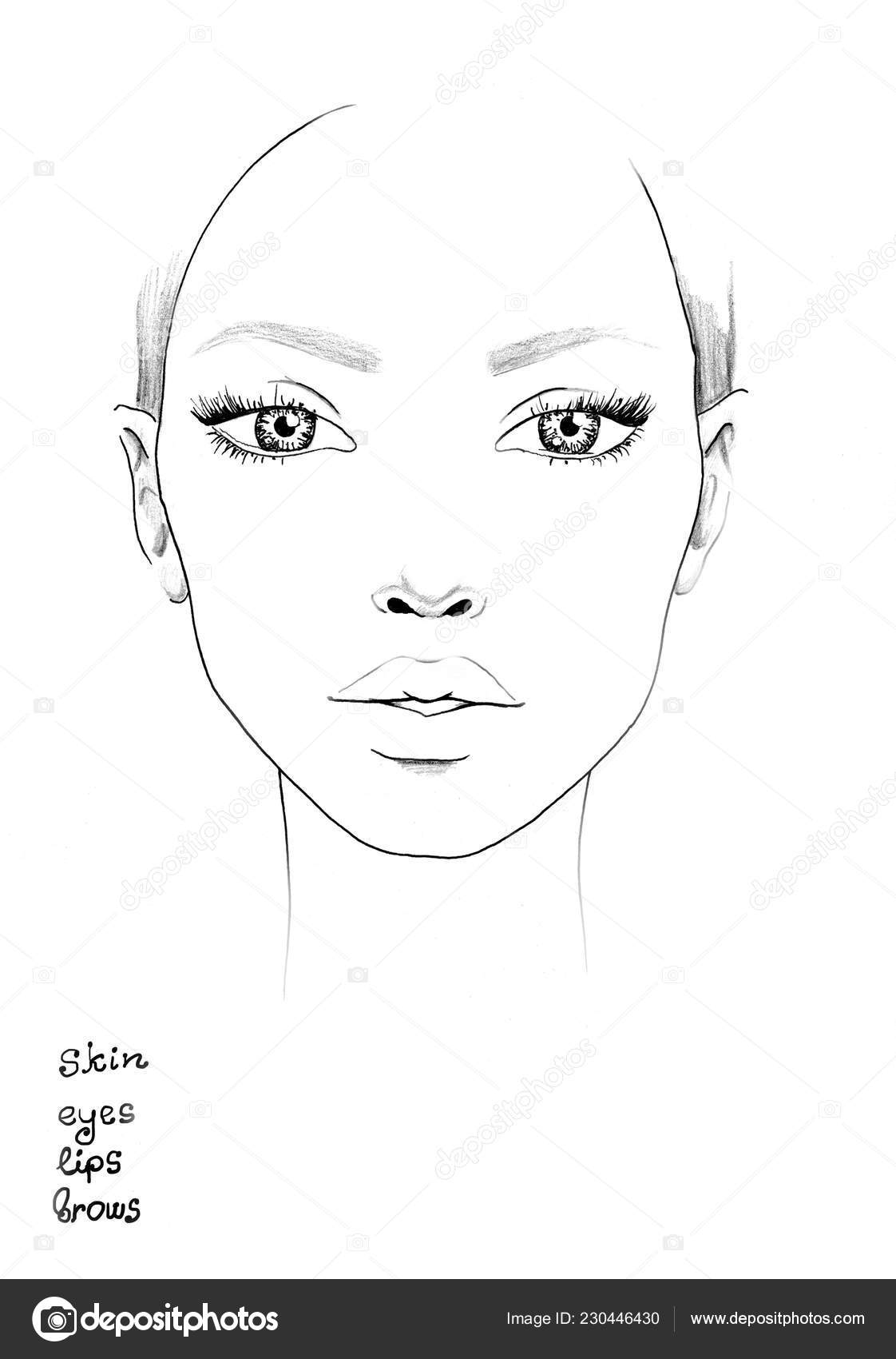 Diagrama De Cara De Maquillaje En Blanco