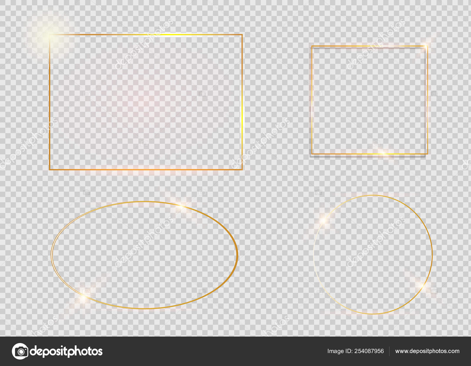 Marco vintage brillante dorado con sombras aisladas sobre fondo ...