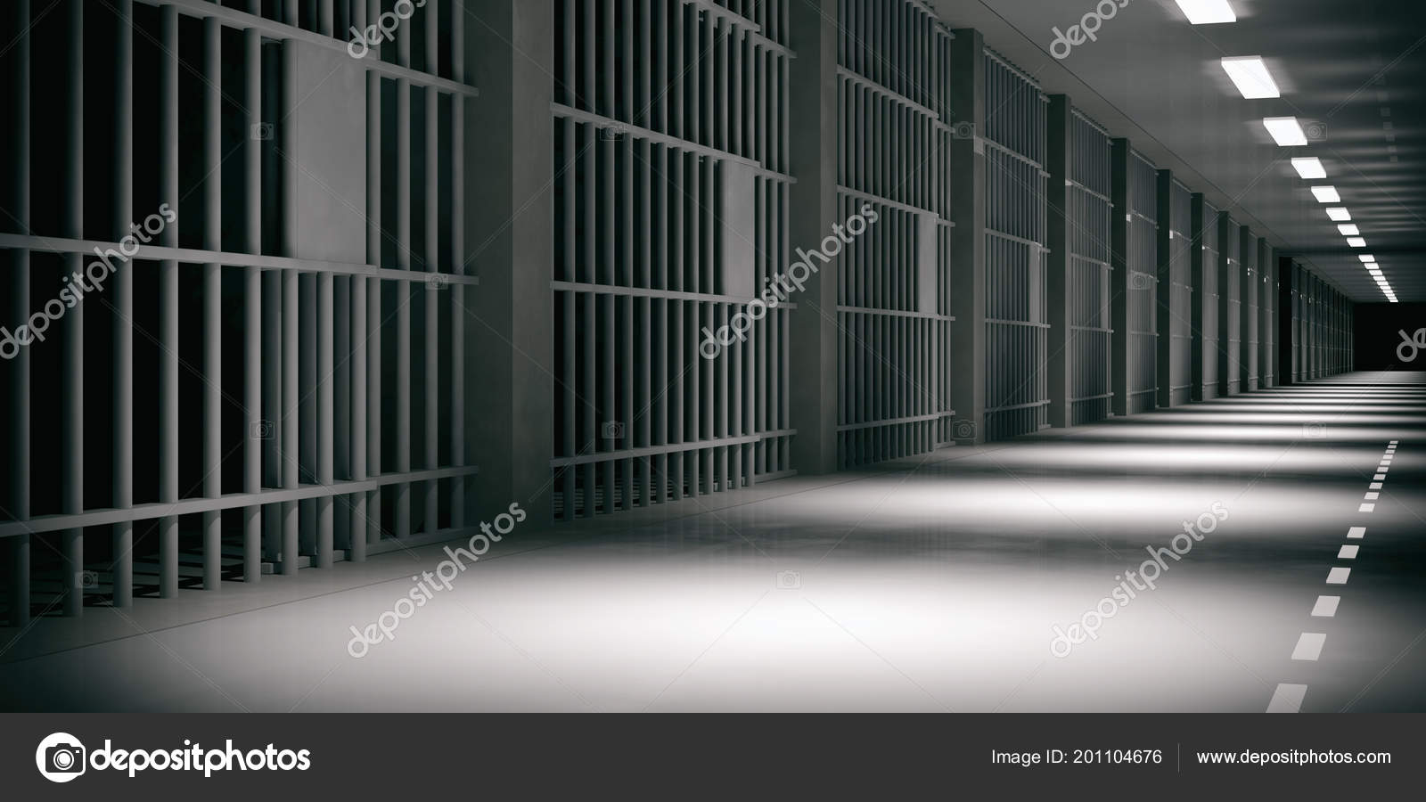 Prison Interior Jail Cells Shadows Dark Background Illustration Stock ...