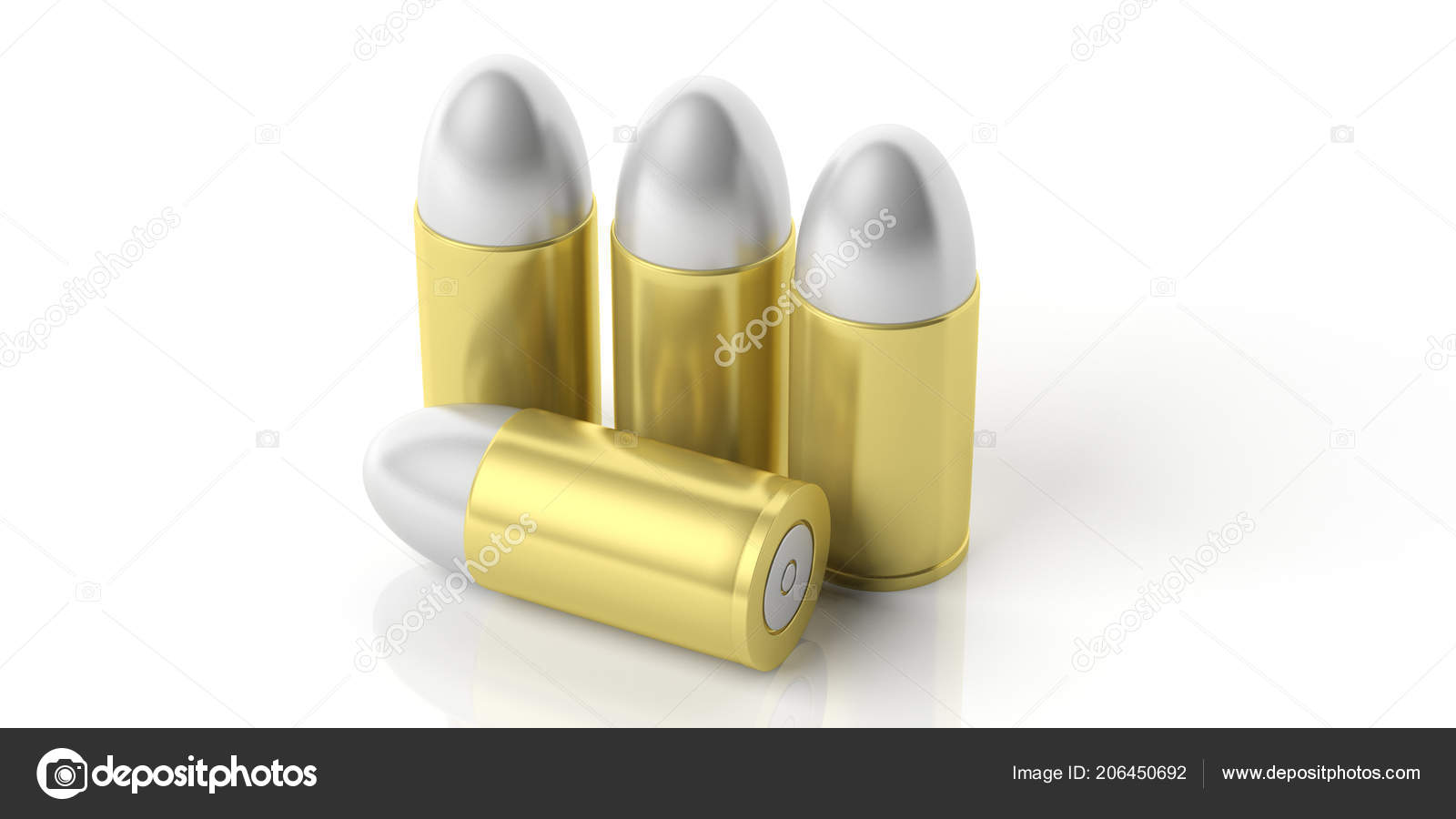 Four Gold Silver Bullets Isolated White Background Illustartion Stock ...