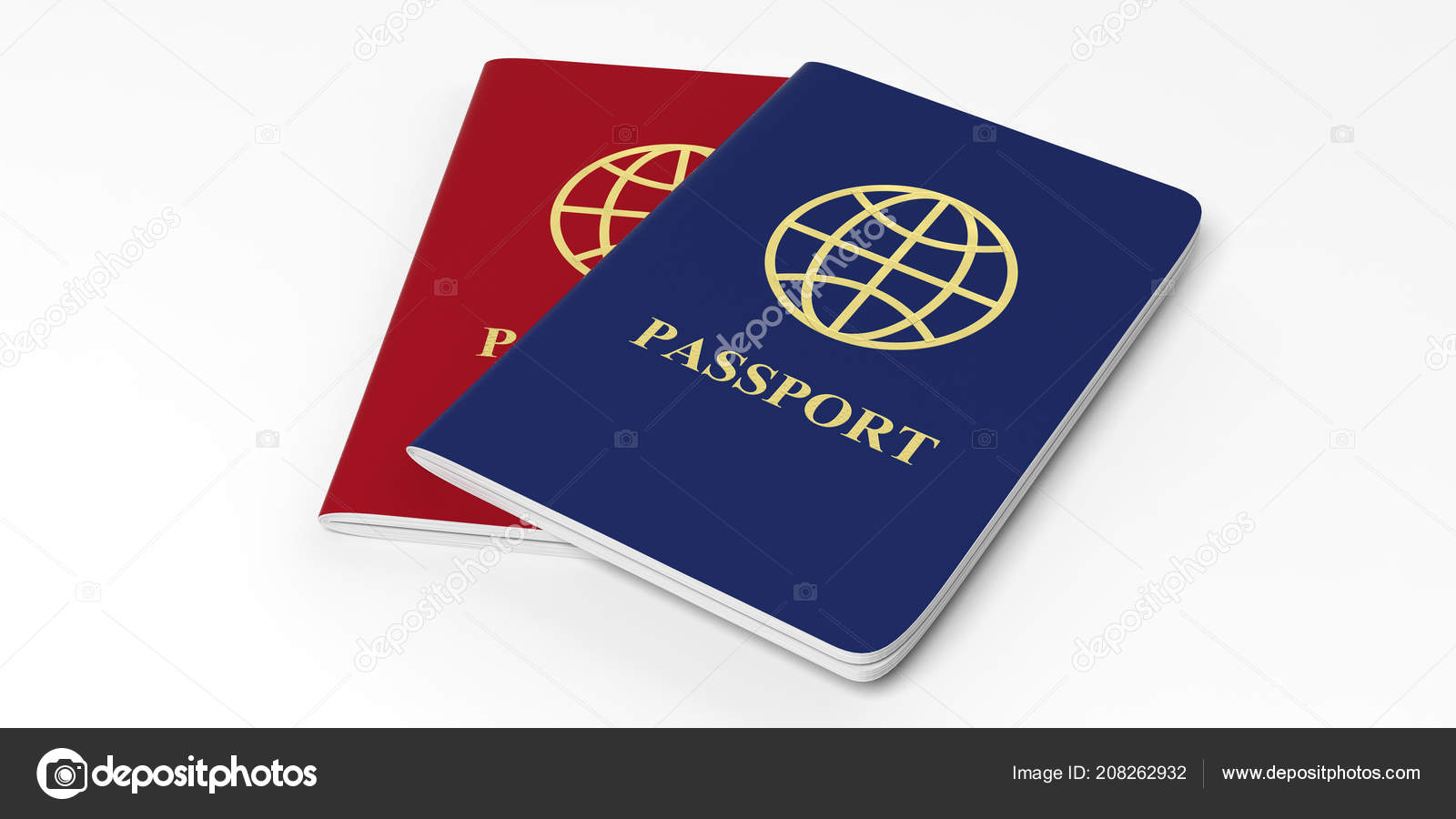 Travelling Concept Blue Red Passports Isolated White Background