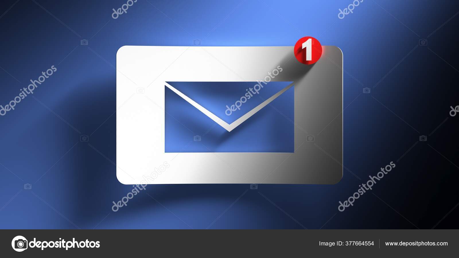 Email Notification Concept One New Inbox Mail Envelope Incoming Message ...