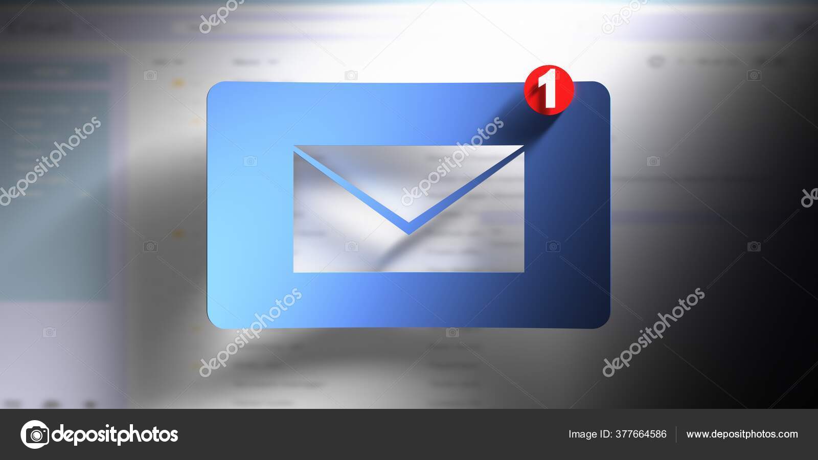 Email Notification Concept One New Inbox Mail Envelope Incoming Message ...