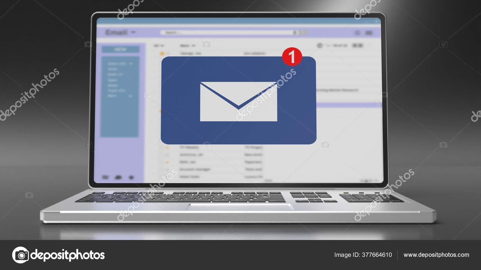 Email Notification Concept One New Inbox Mail Envelope Incoming Message ...