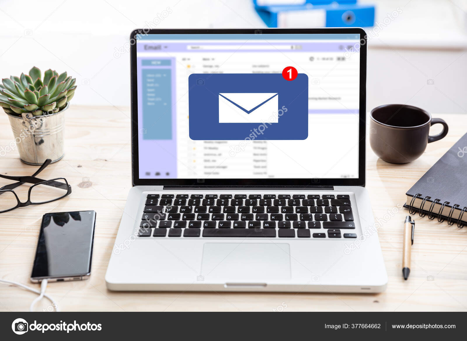 Email Notification Concept One New Inbox Mail Envelope Incoming Message ...