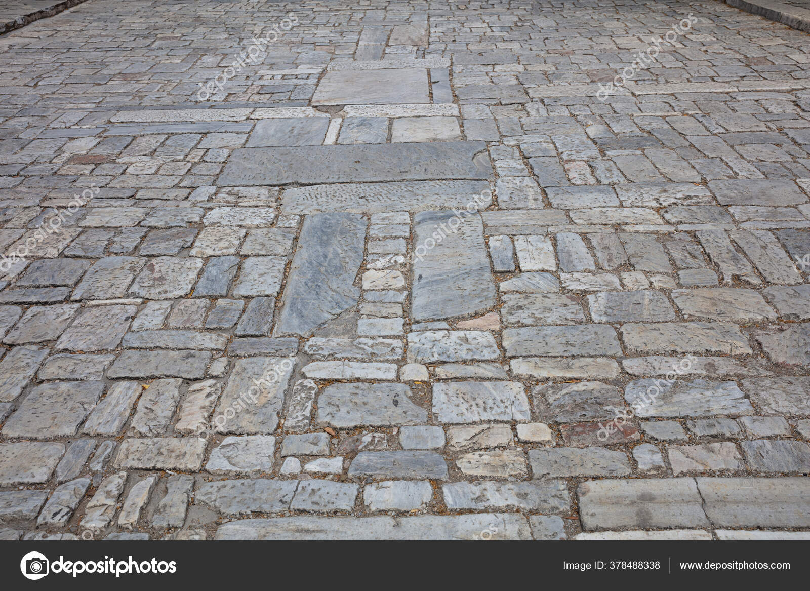 Marble Stone Paved Street Texture Background High Angle View Athens ...