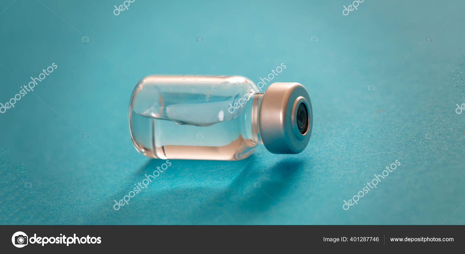 Medical Vial Injection Blue Background Transparent Glass Bottle Drug ...