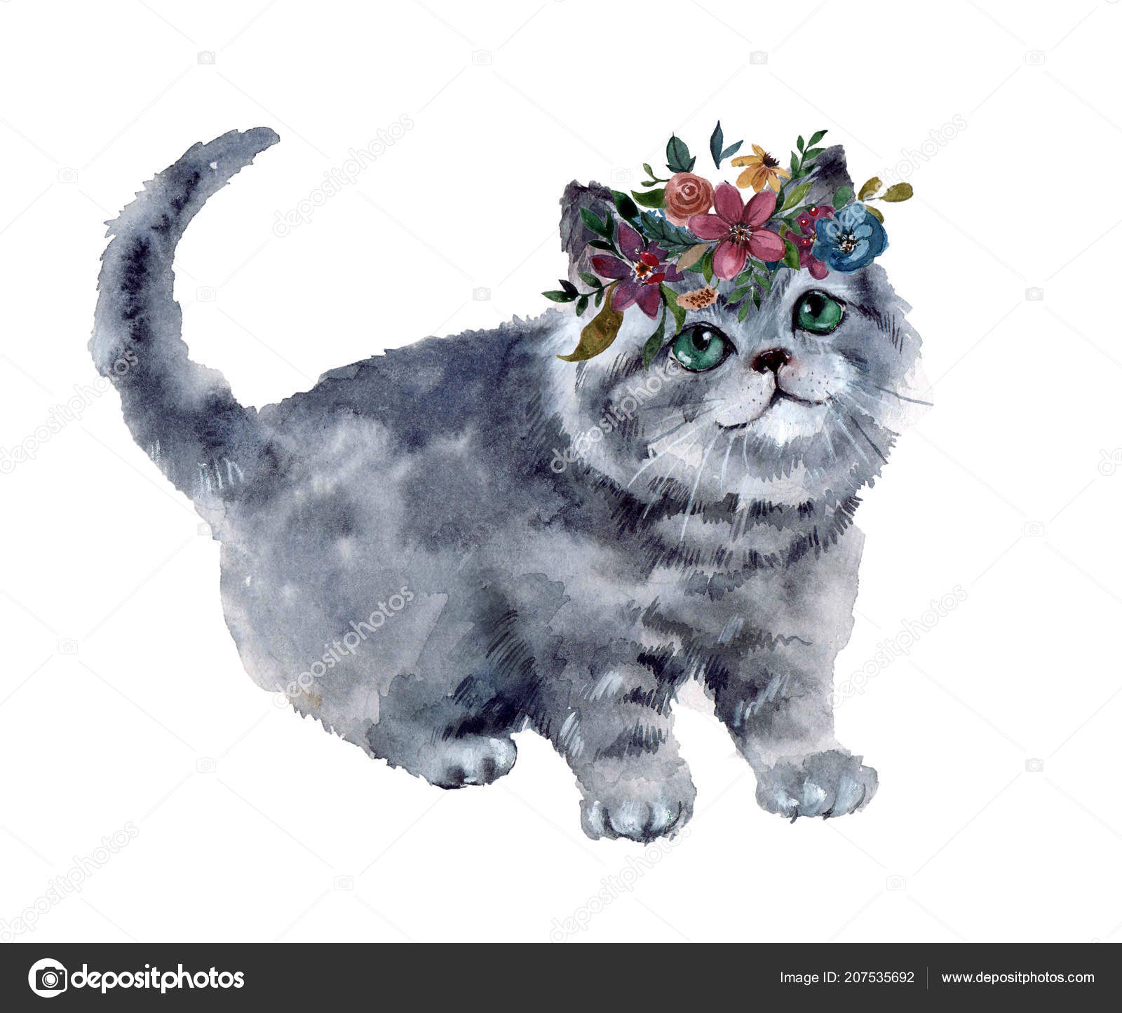 Cute Funny Cats White Background Stock Illustration by ©TatianaKomtsian ...