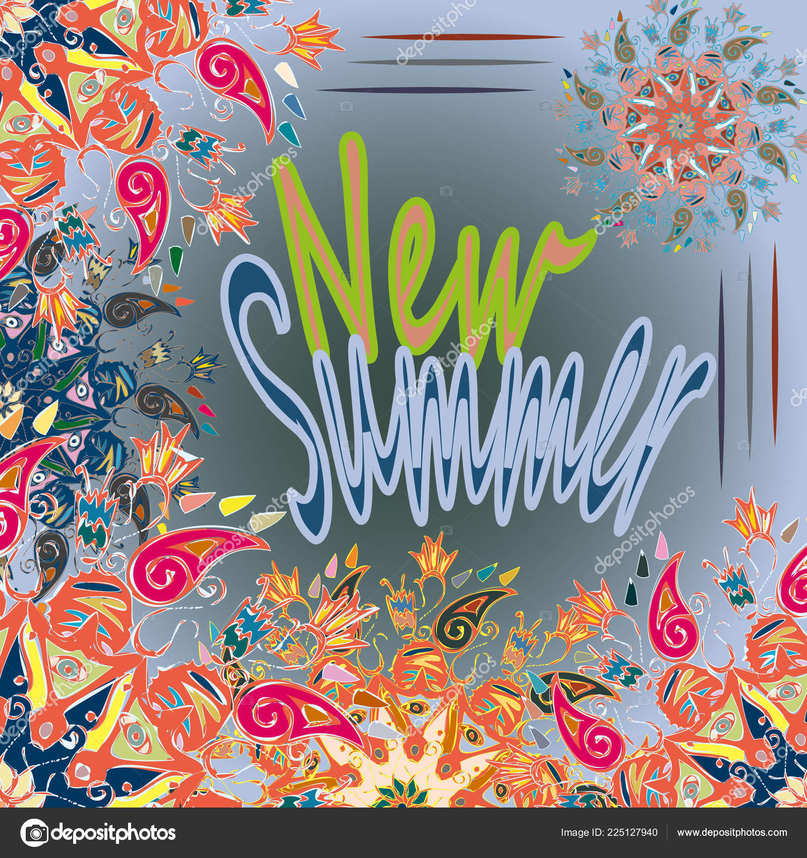 New Summer Zentangle Inspired Art Vintage Card Design Doodle Bright ⬇ ...