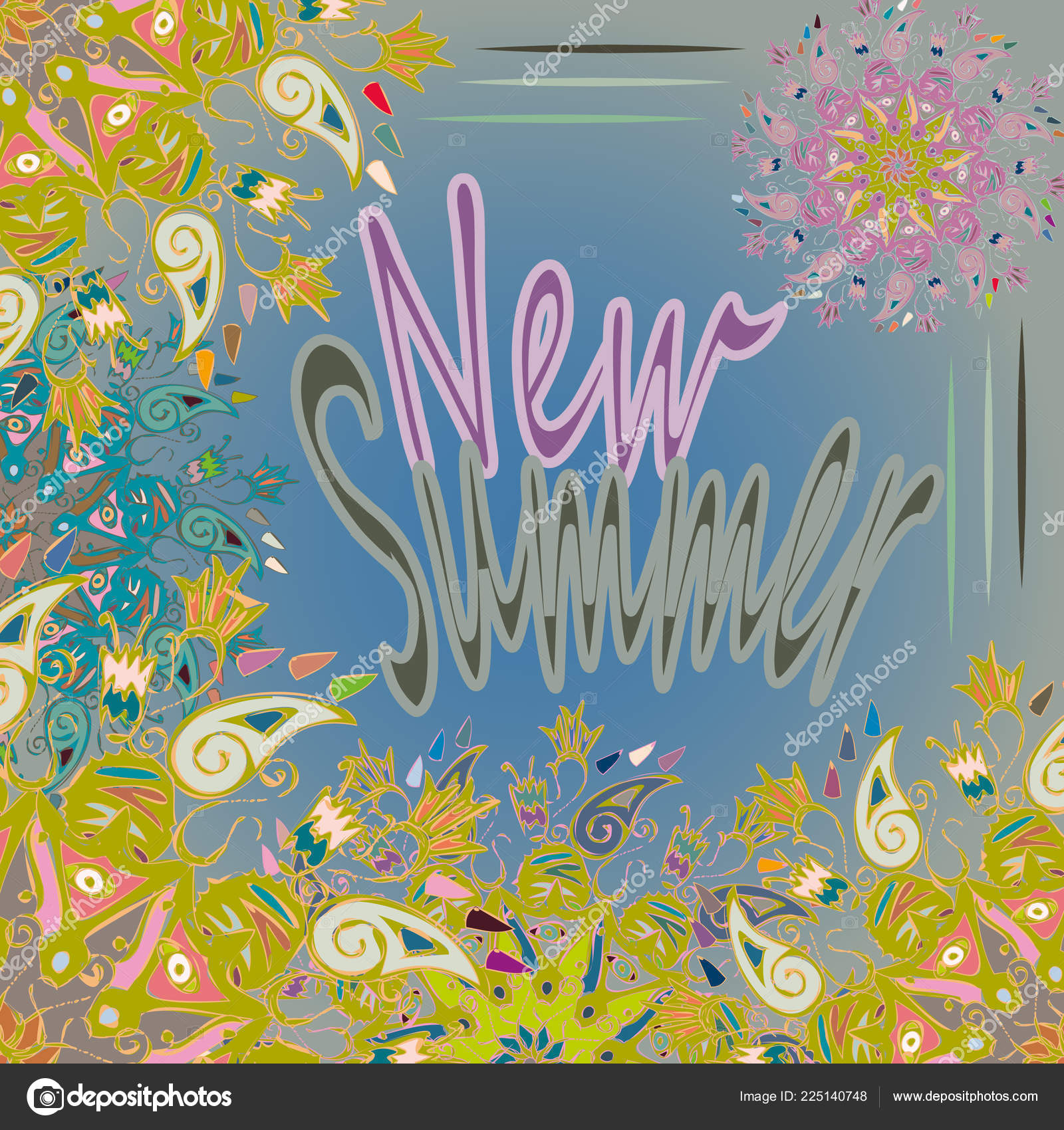 New Summer Zentangle Inspired Art Vintage Card Design Doodle Bright ...