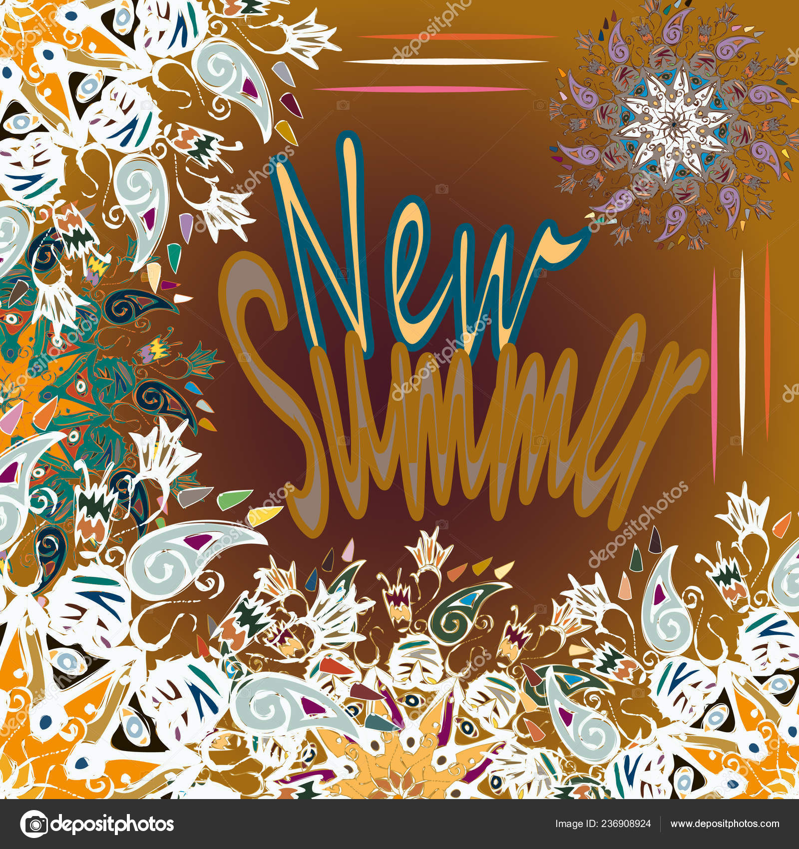 New Summer Zentangle Inspired Art Vintage Card Design Doodle Bright ...