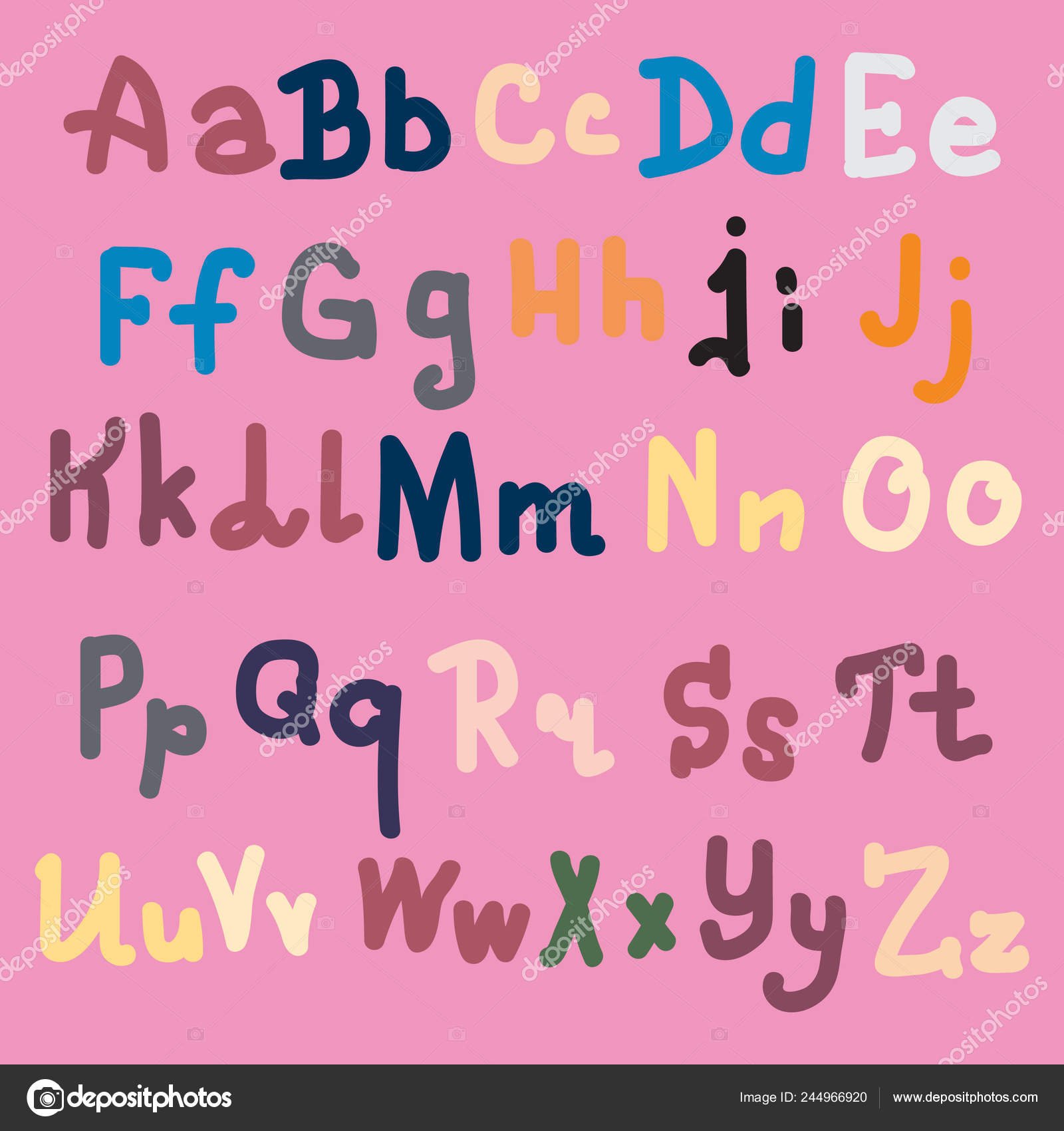 Multi Colored Hand Drawn Alphabet Letters Plain Background — Stock ...
