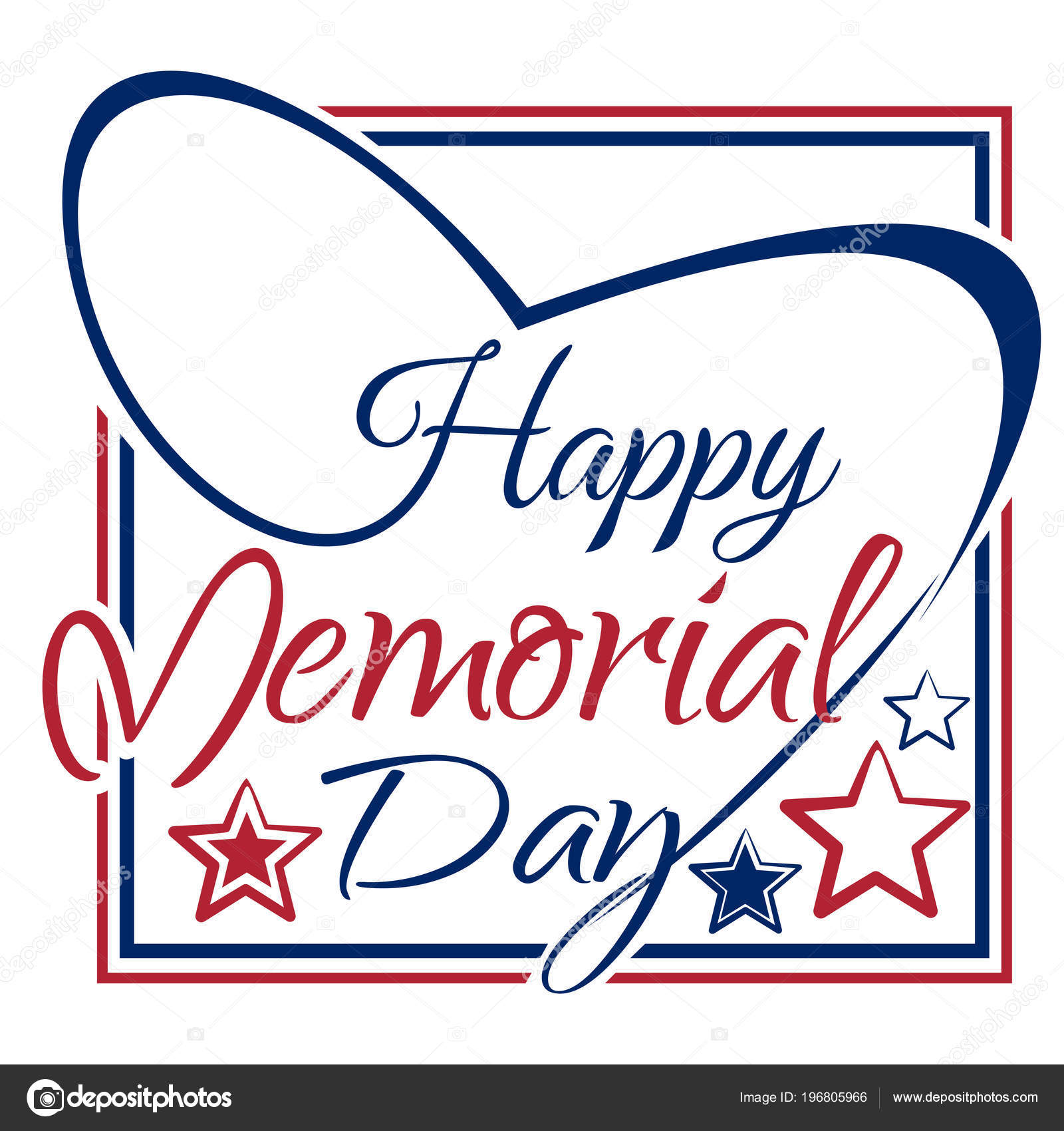 Happy Memory Day Lettering Card Design National American Holiday ...