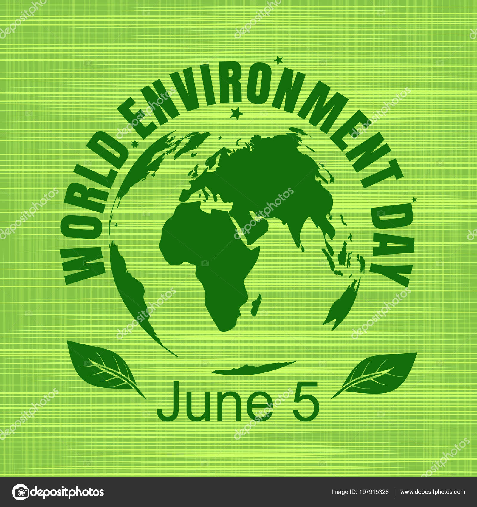 World Environment Day Card Green Globe Green Sackcloth Background World ...