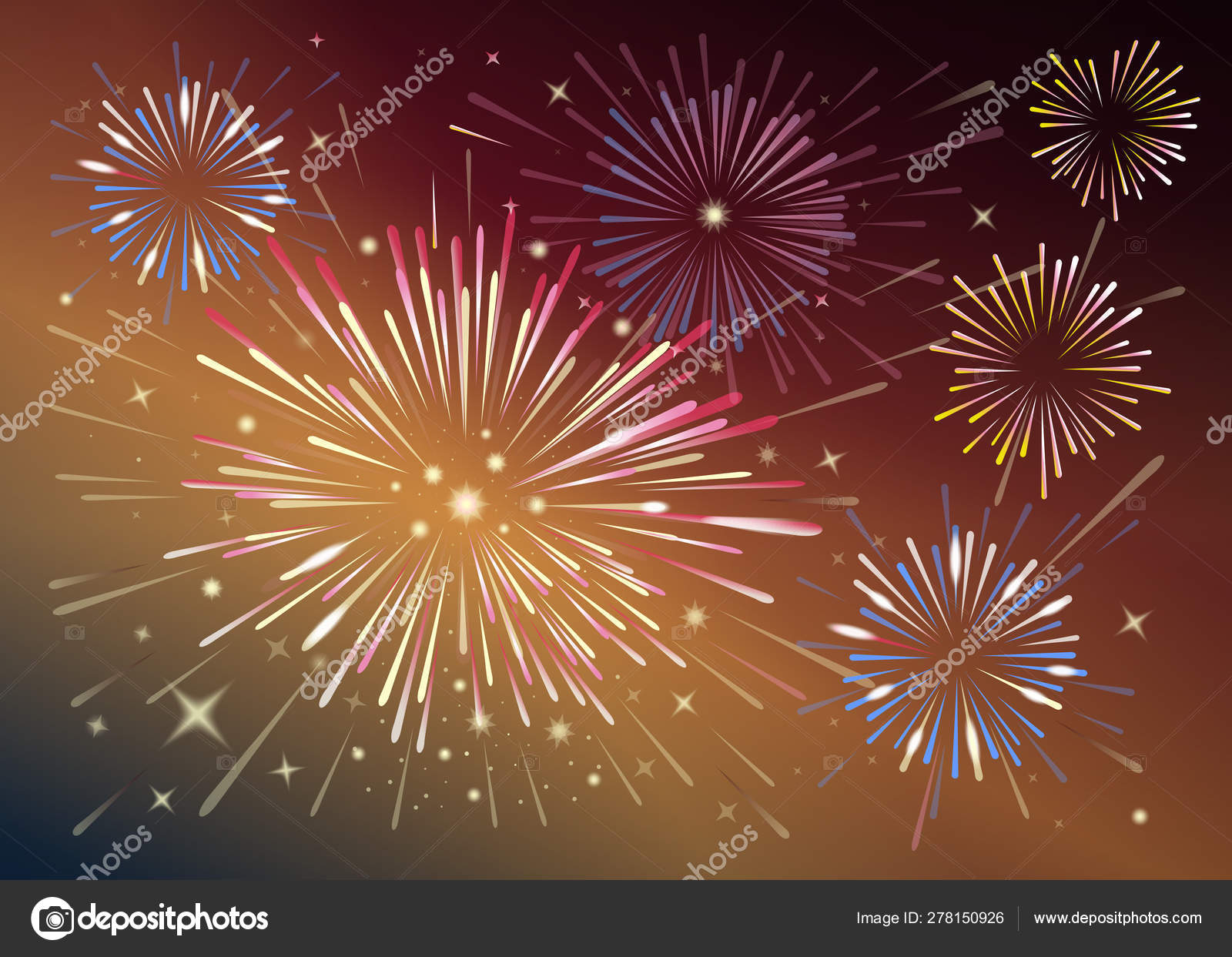 Fireworks in the night sky. Vector illustration Stock Vector Image by ...