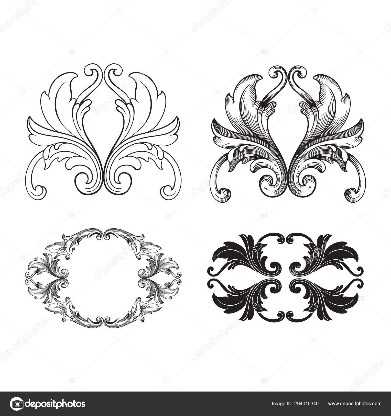 Classical baroque vector set of vintage elements for design. Stock ...