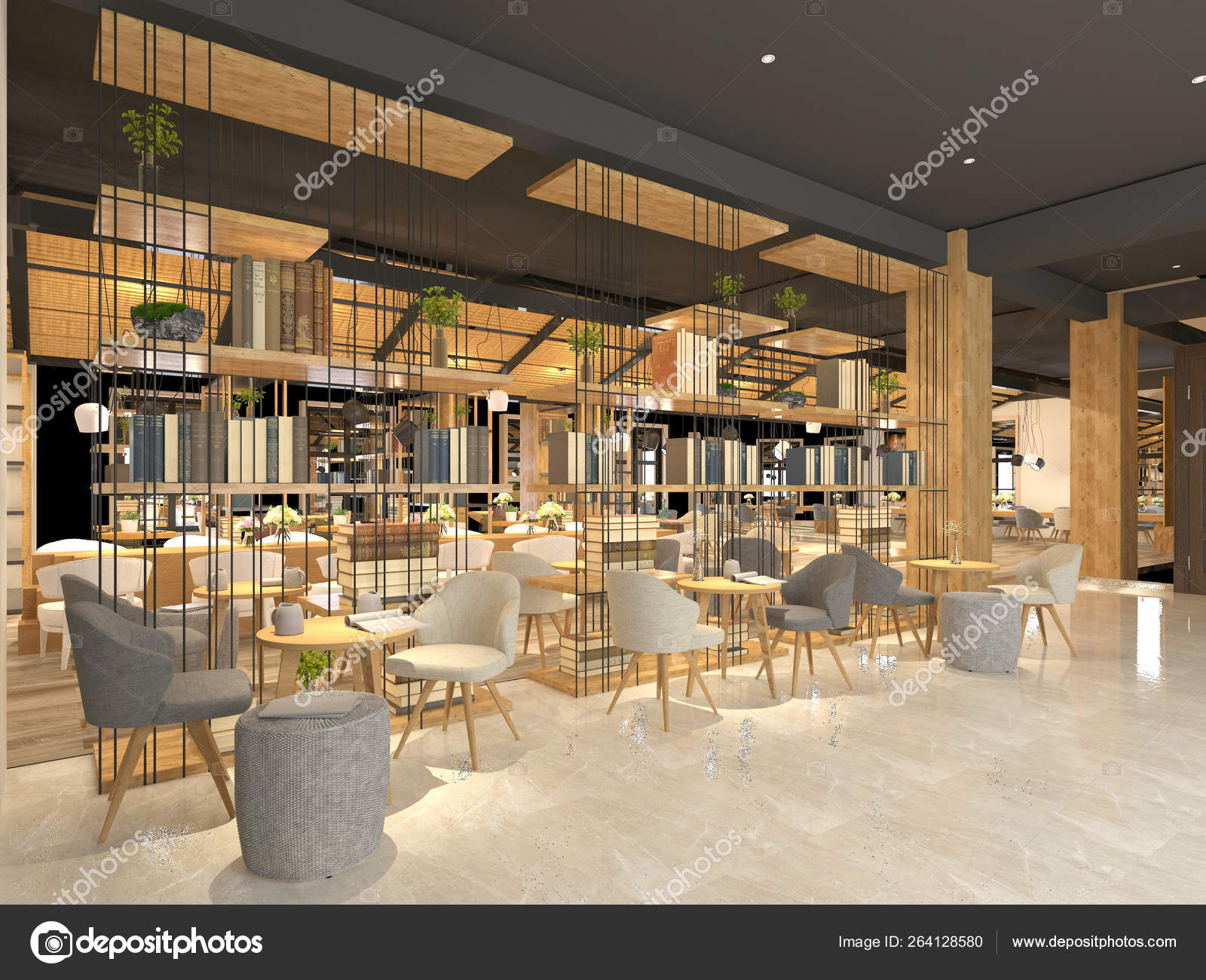 Render Cafe Restaurant Stock Photo by ©mtellioglu 264128580