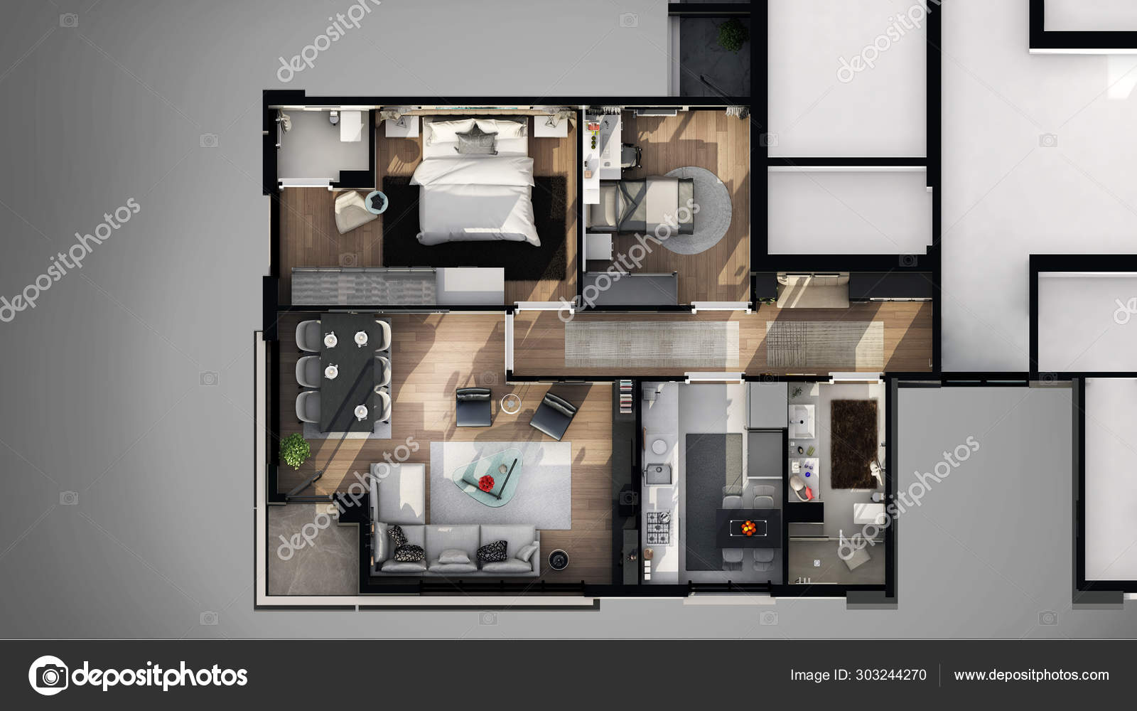 Render Apartment Floor Plan Stock Photo by ©mtellioglu 303244270