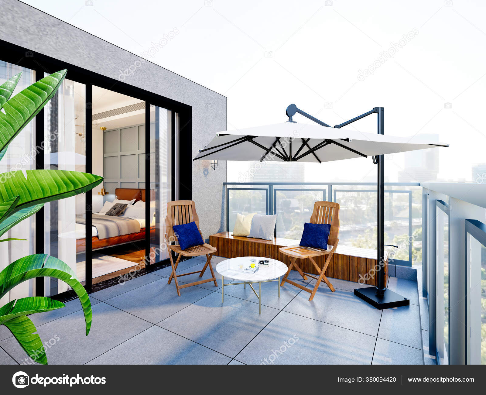 Render House Balcony Terrace Space Stock Illustration by ©mtellioglu ...