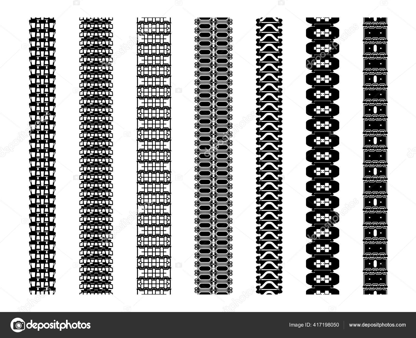 Set Tank Track Treads Isolated White Various Caterpillar Tracks ...