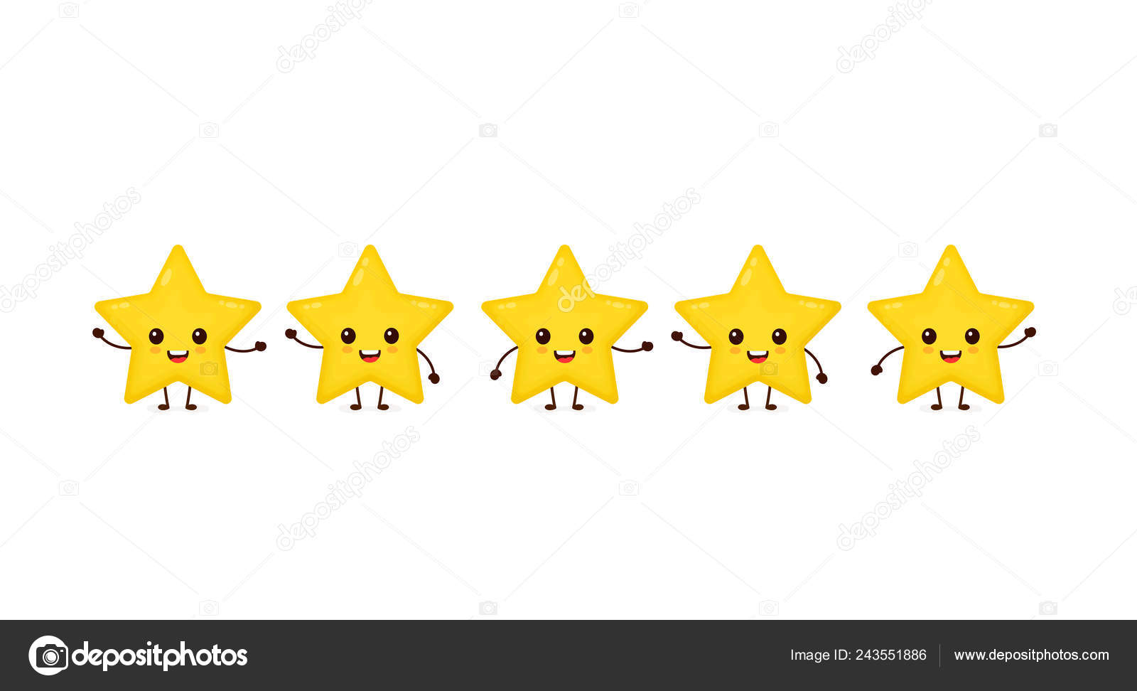Happy cute smiling funny 5 stars Stock Vector Image by ©Kahovsky #243551886