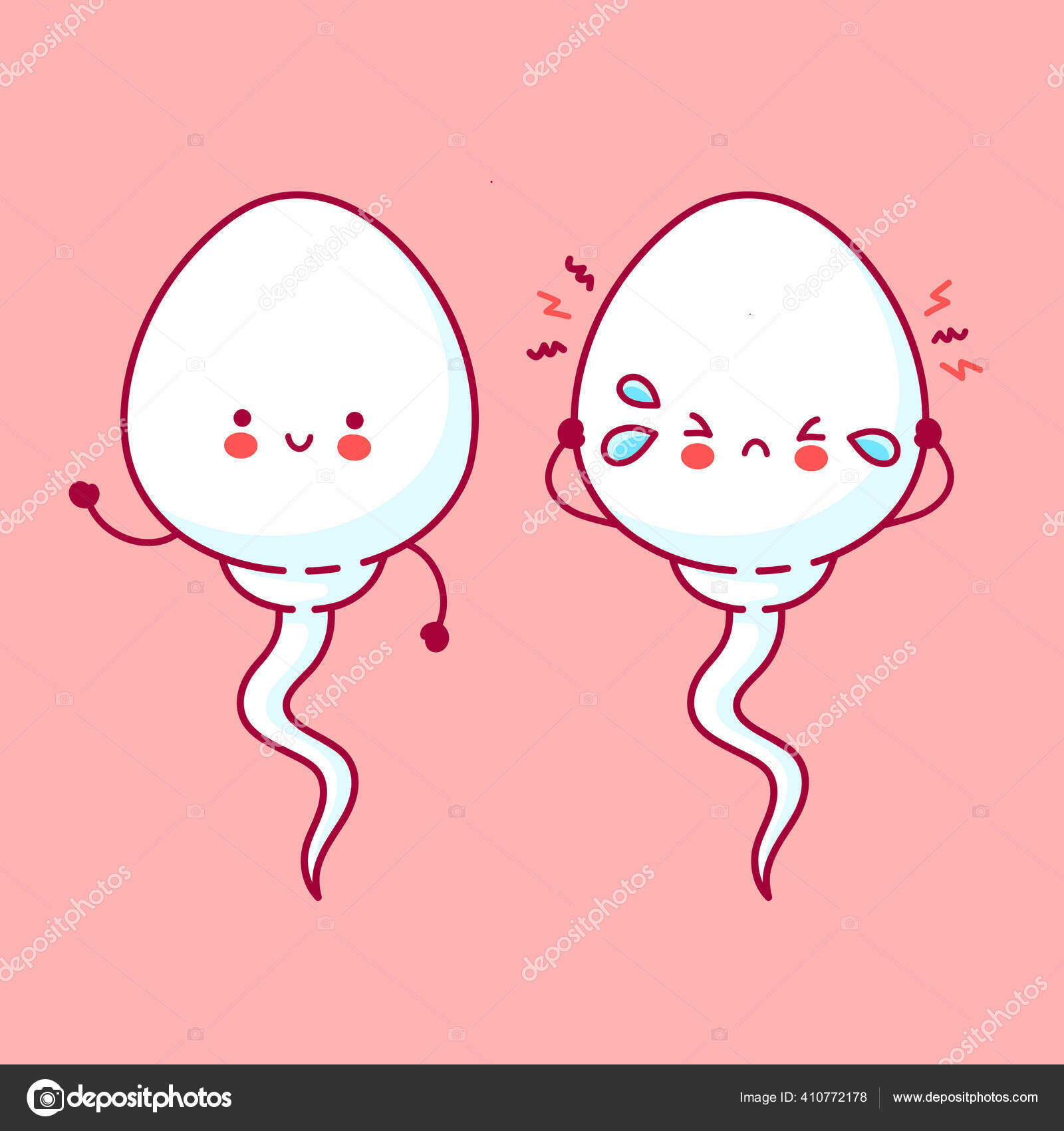 Cute sad sick and happy funny sperm cell Stock Vector by ©Kahovsky ...