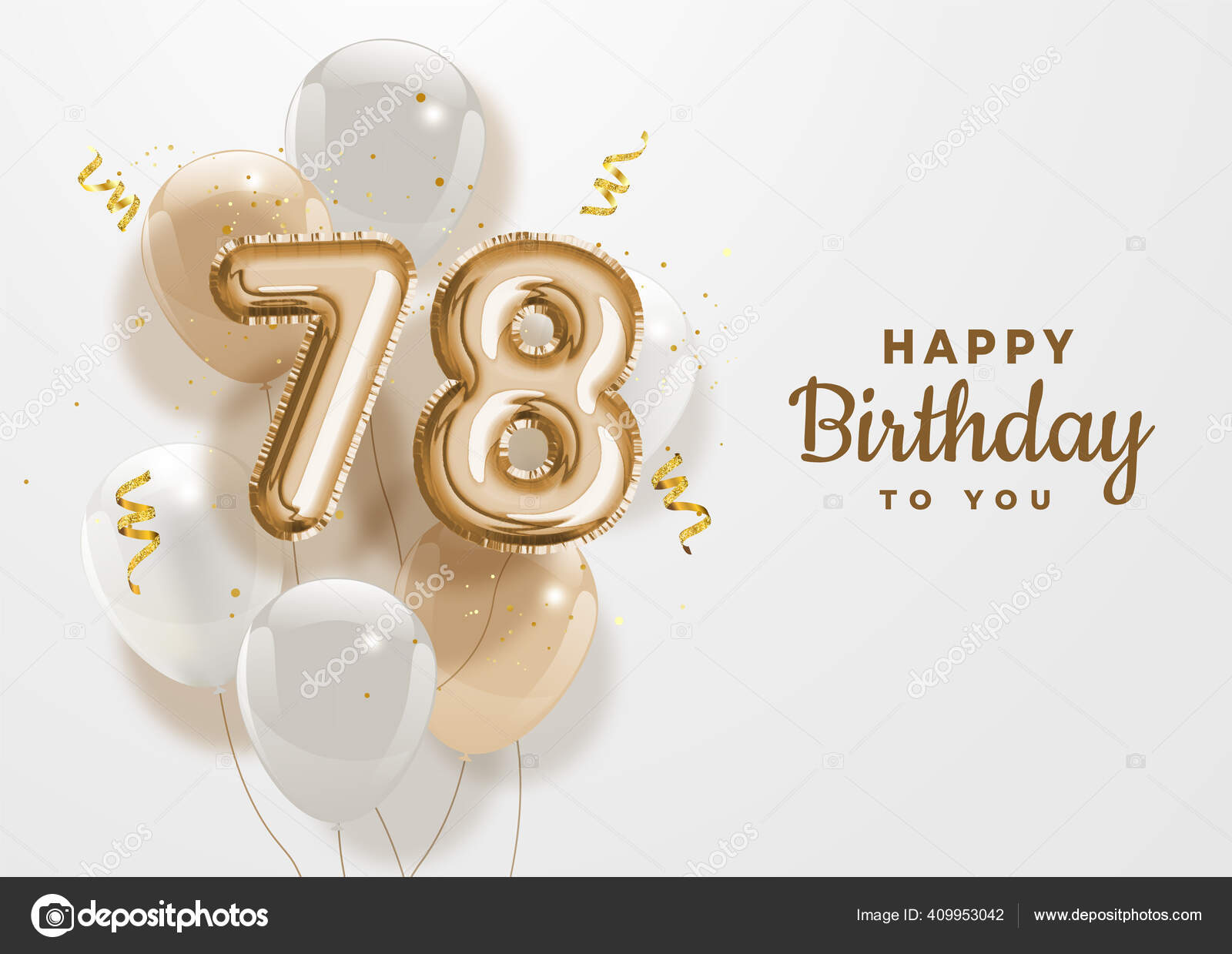 Happy 78Th Birthday Gold Foil Balloon Greeting Background Years ...