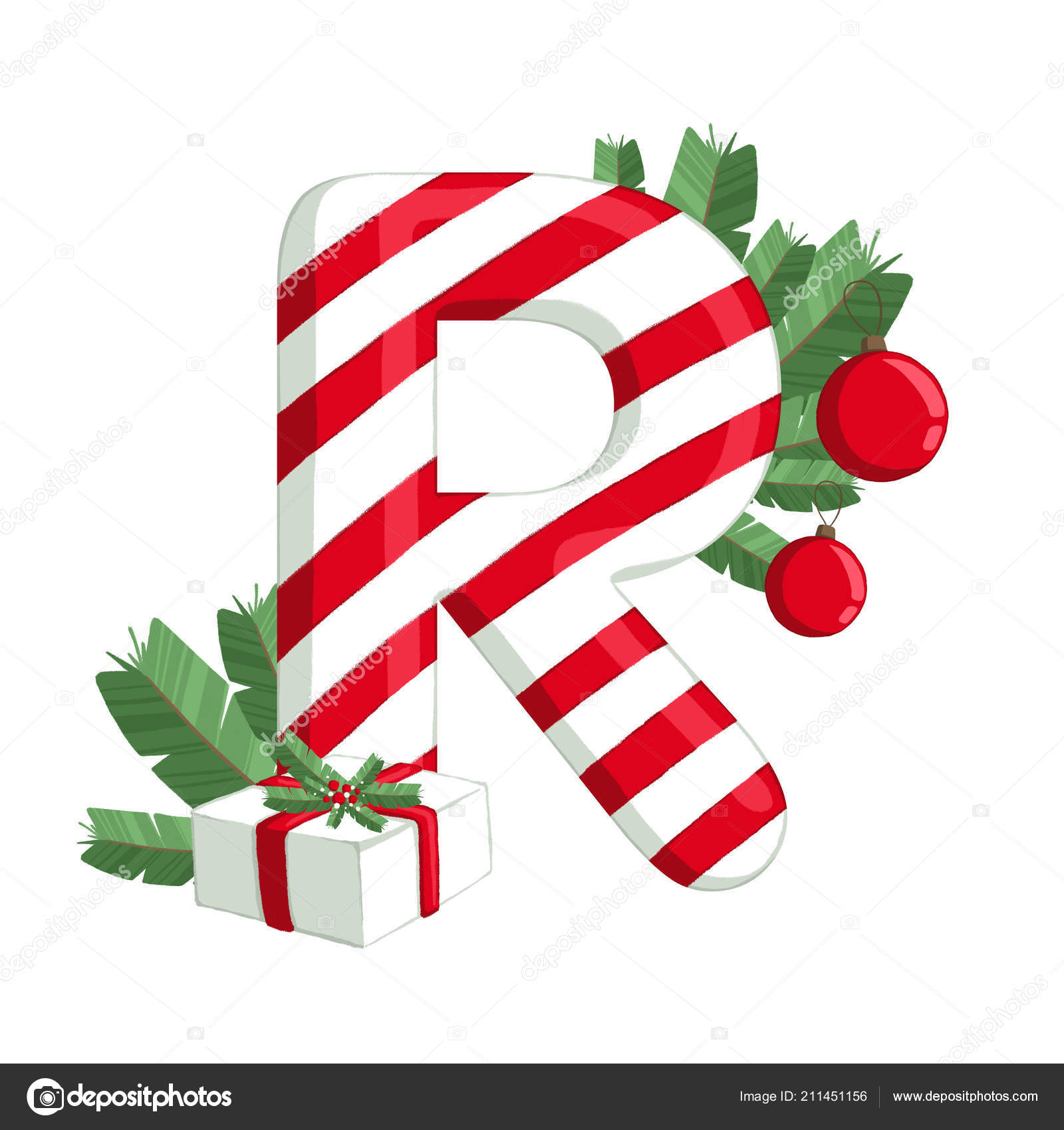 Christmas Alphabet Illustration Letter Tree Gift Decorations Use ...