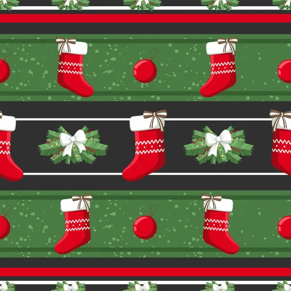 Christmas illustration pattern with decorations, sock, tree. use for ...