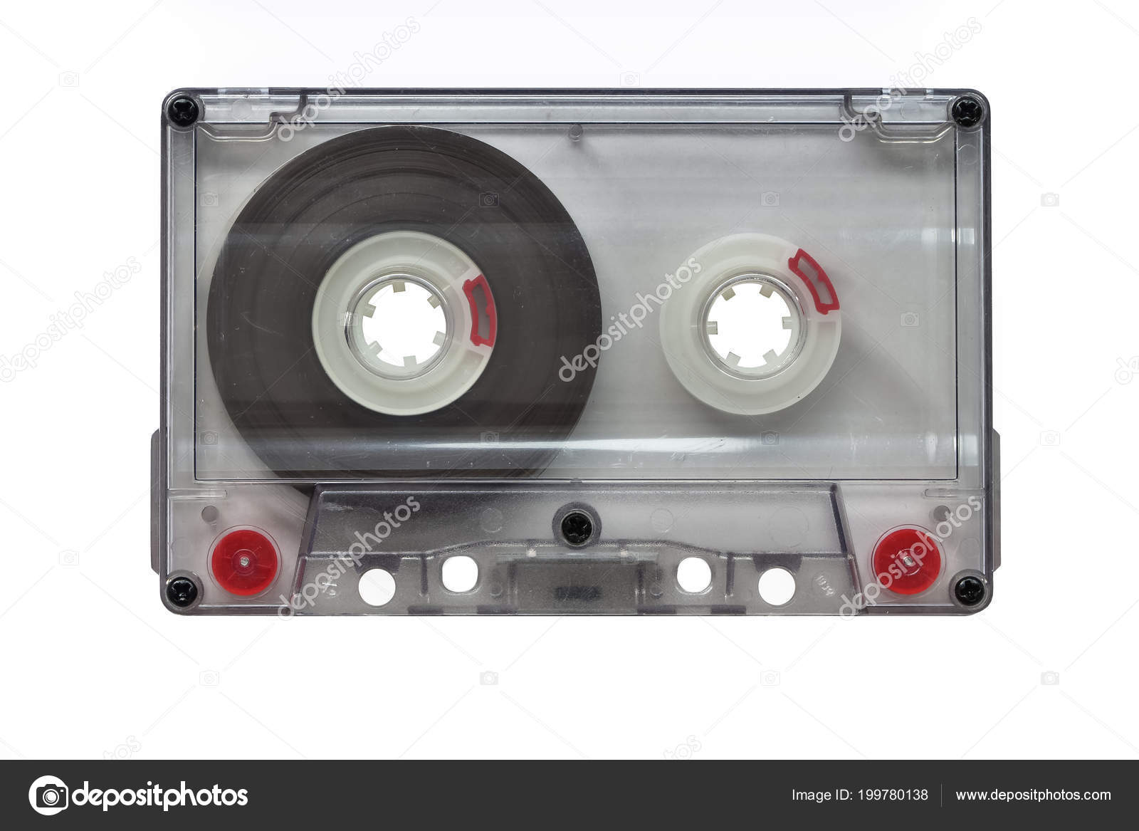 Old Blank Transparent Audio Cassette Isolated White Background Objects ...