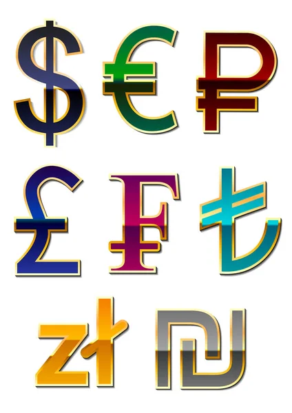 Set symbols of the leading world currencies vector illustration Stock ...