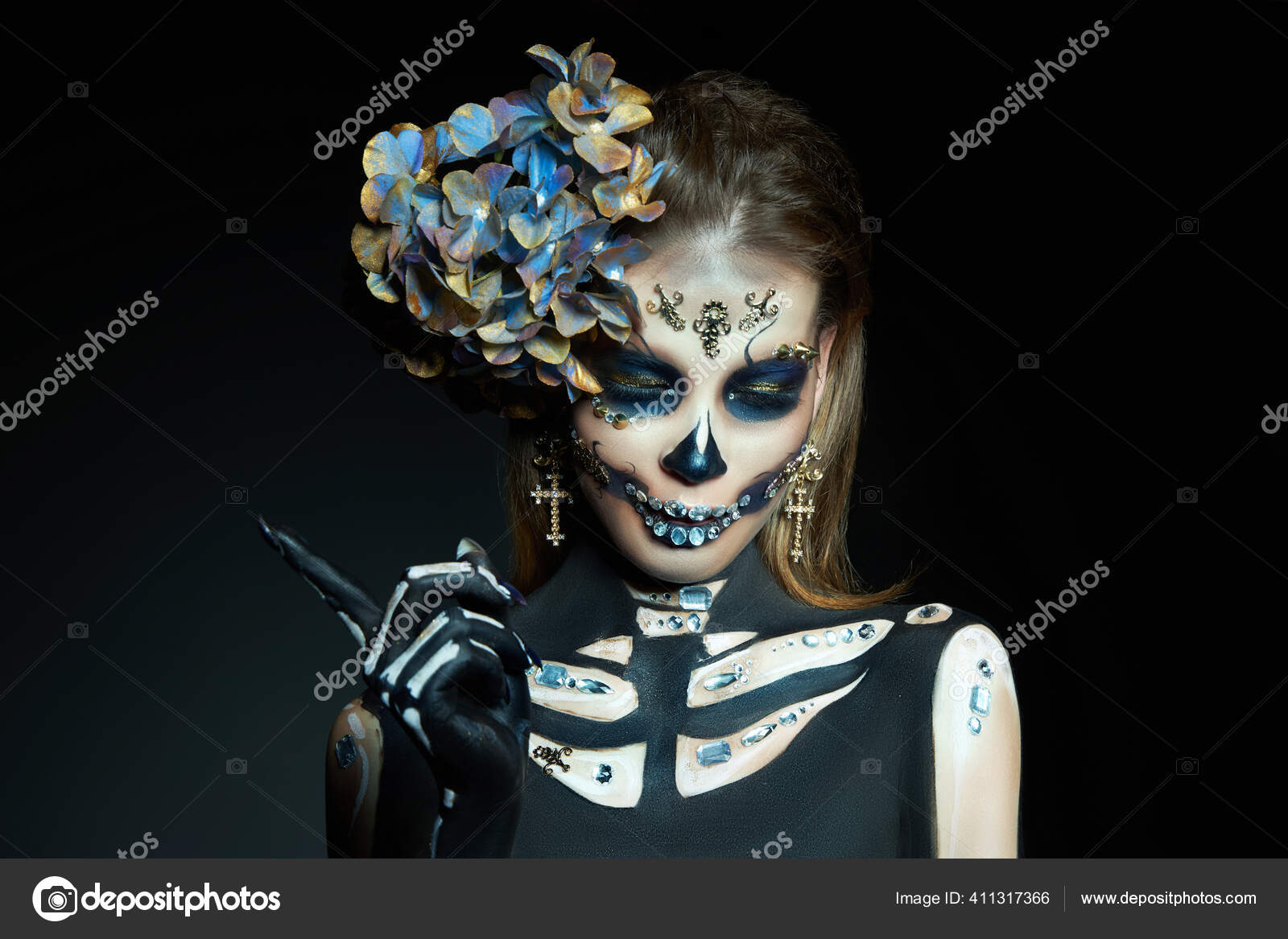 Skeleton Face Makeup Girl