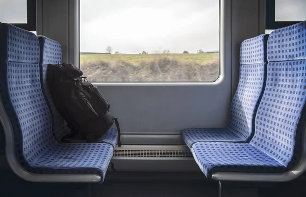 Rucksack Train Seats Window Interior Train View Bavarian Landscapes ...