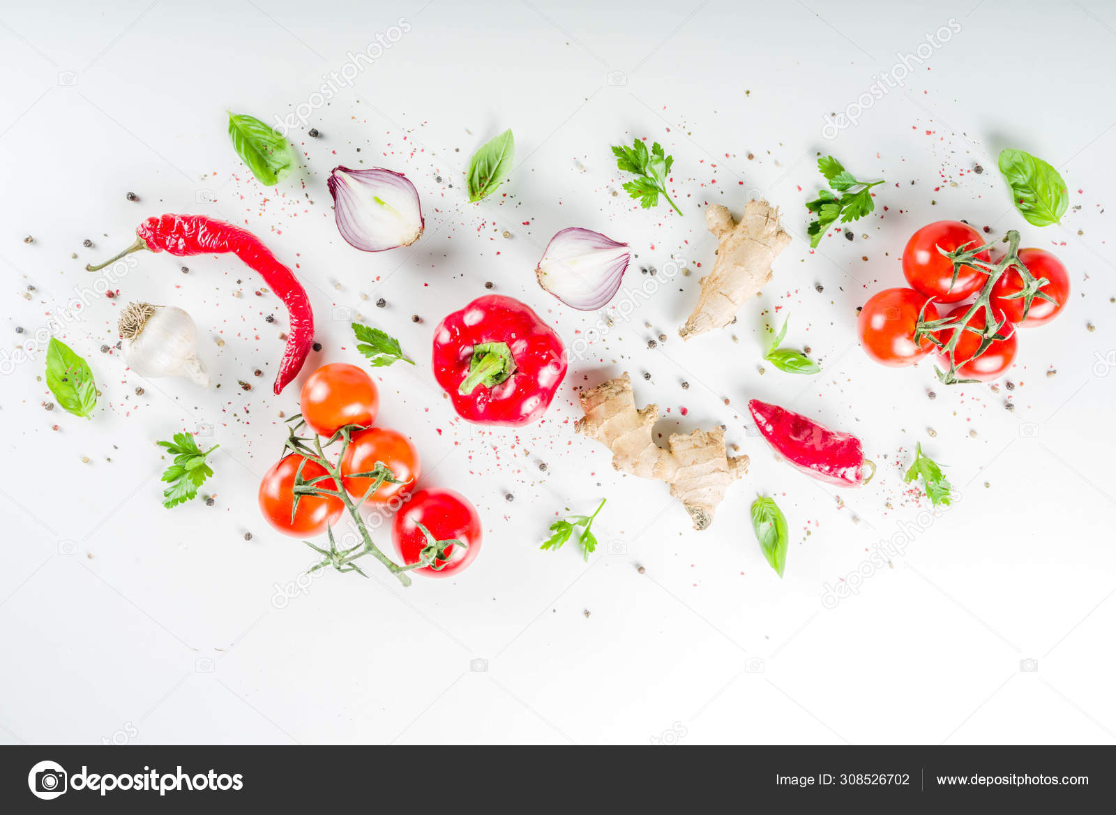 Cooking background with fresh vegetables and herbs Stock Photo by ...