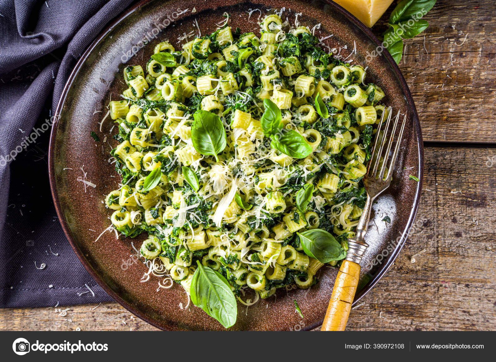 Ditaloni Rigati Spring Recipe Green Ditalini Pasta Spinach Green Pesto ...