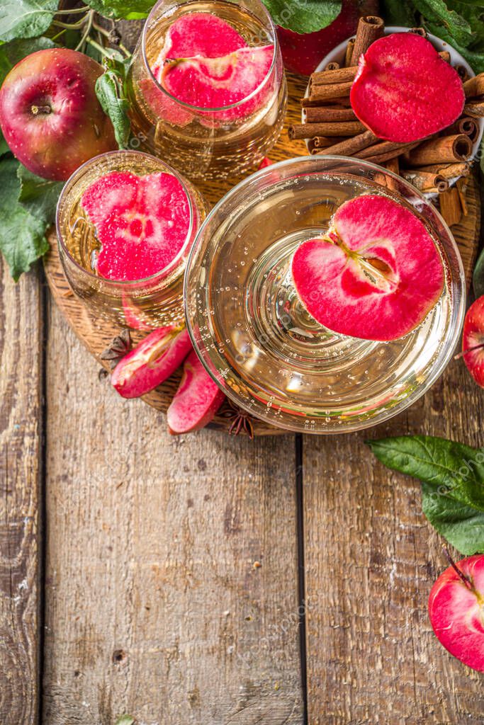 Bebida de manzana. Otoño manzanas rojas sidra martini cóctel, con ...