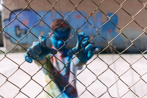 Teenager Smiling Gate Painted Colors Stock Photo by ©karrastock.gmail ...