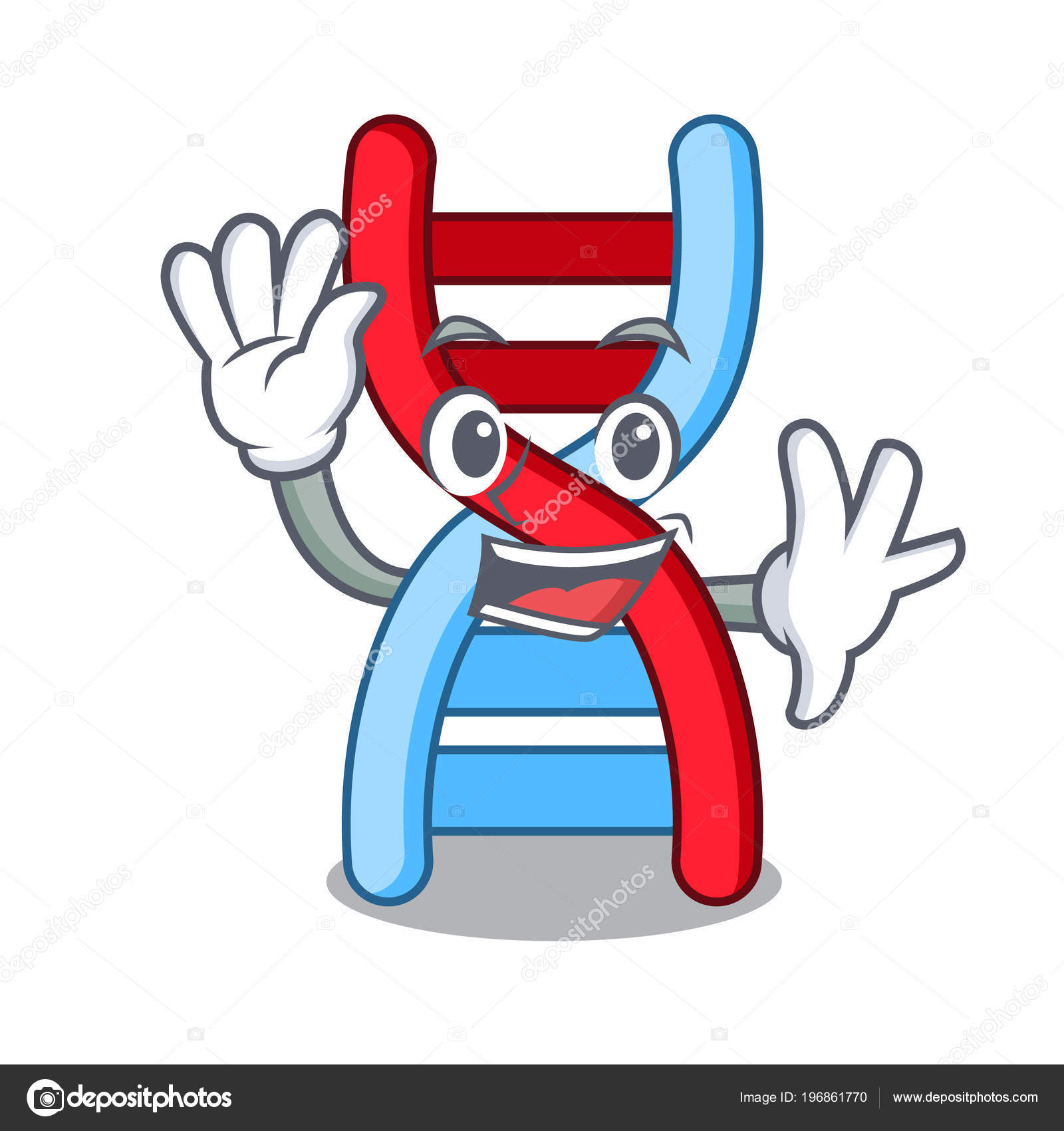 Waving Dna Molecule Character Cartoon Vector Illustration Stock Vector ...