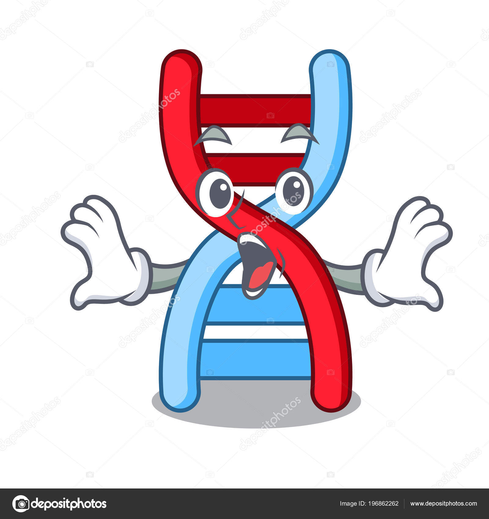 Surprised Dna Molecule Mascot Cartoon Vector Illustration Stock Vector ...